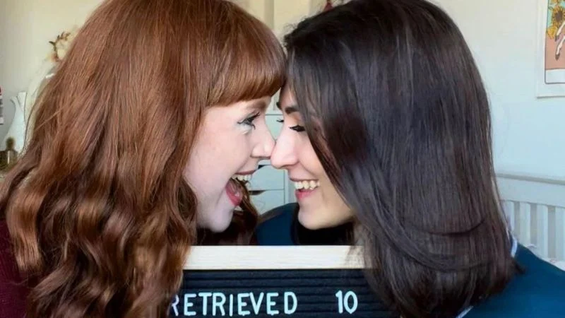 Caitlin and Leah after confirming their pregnancy