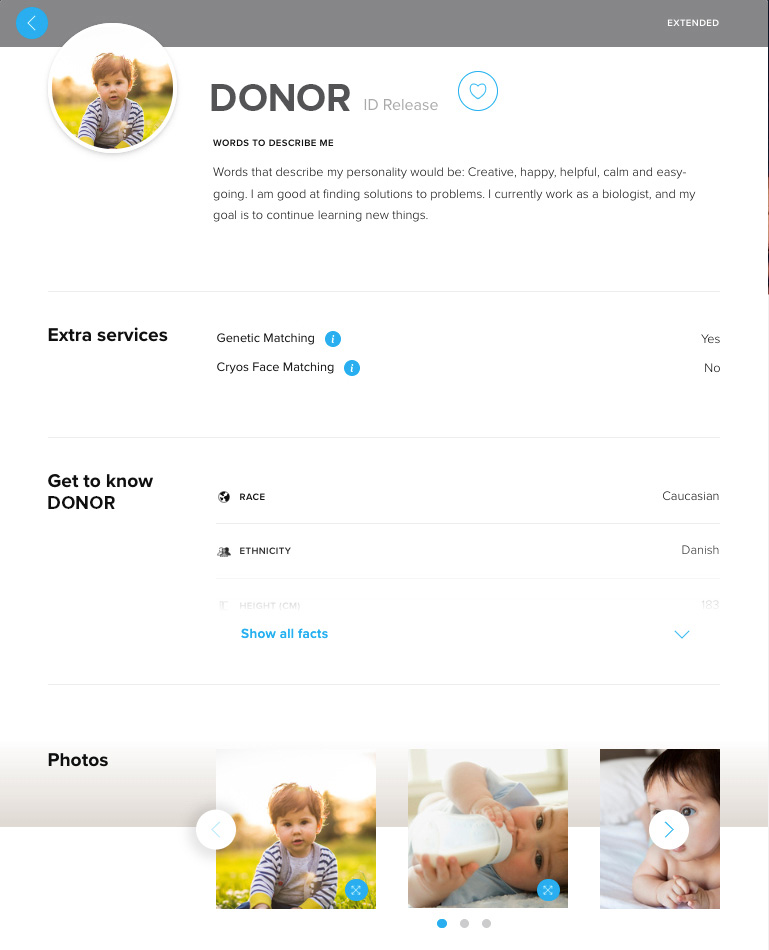 Donor profile example