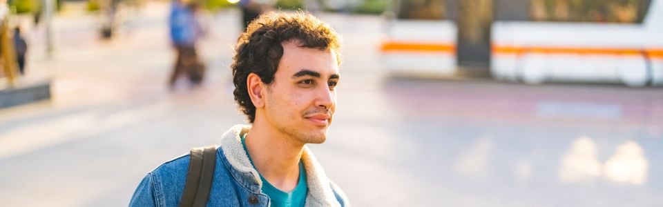 Sperm donor walking in a skate park